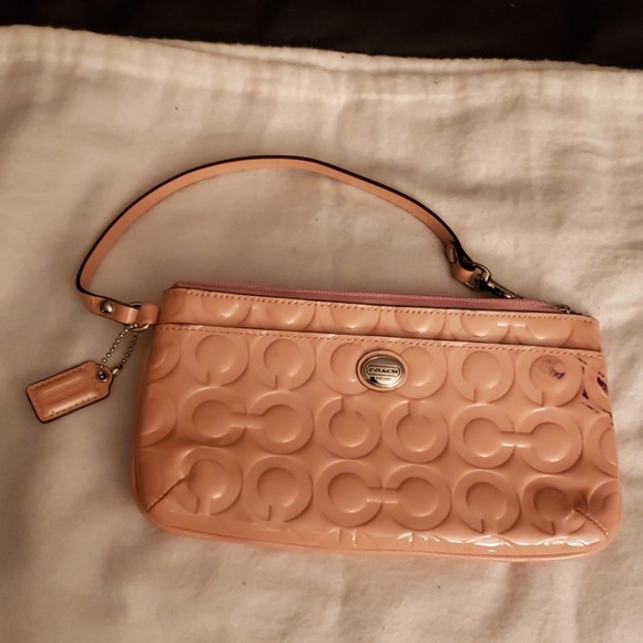 Coach | Bags | Authentic Coach Pochette Wristlet Peach | Poshmark